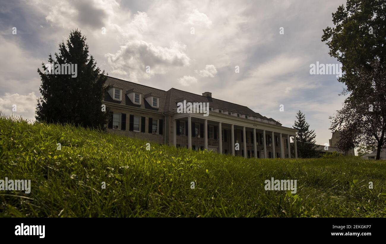 Exterior view of Acacia Fraternity house which is under quarantine ...