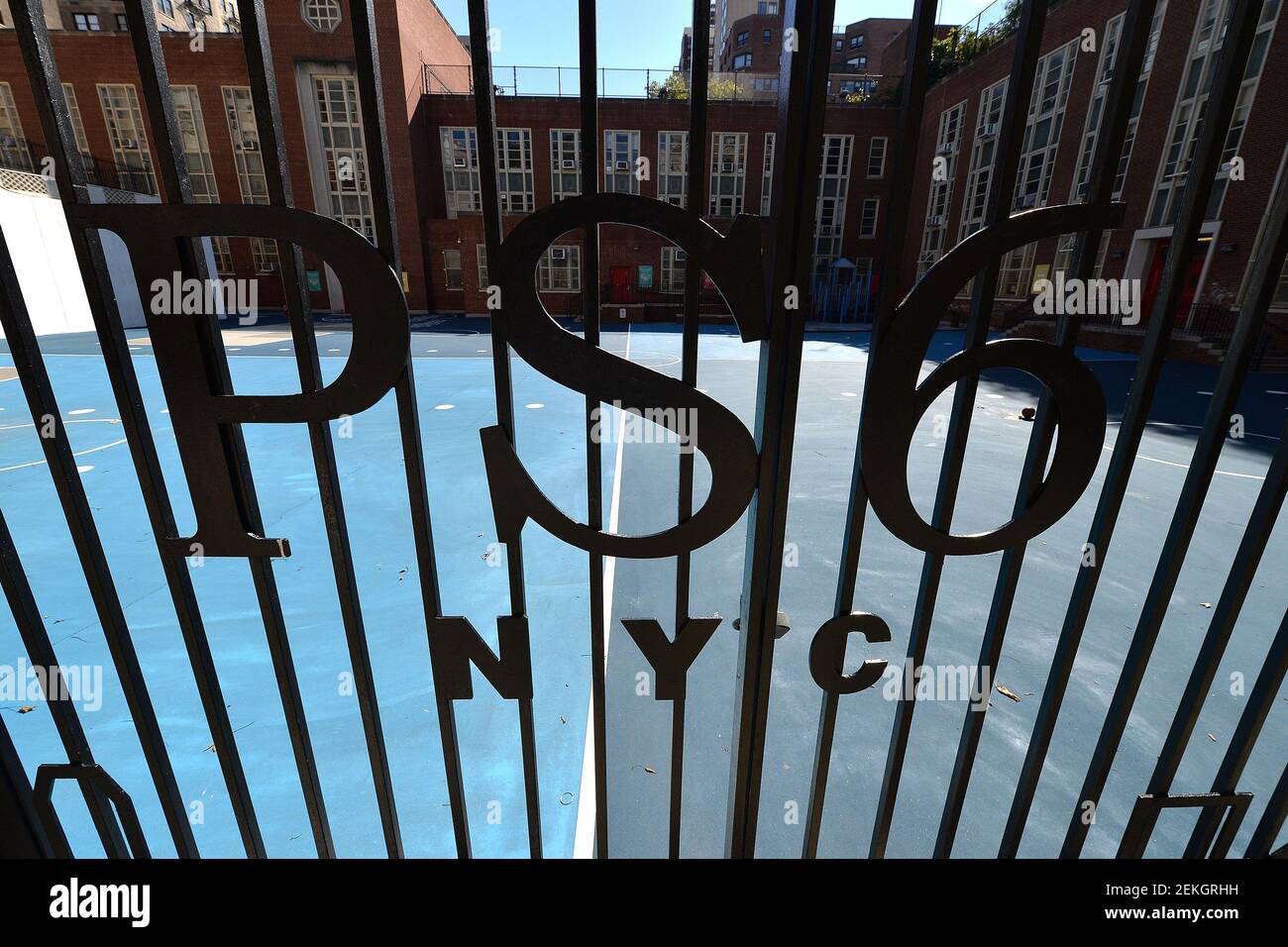 A view of P.S. 6 The Lillie Devereaux Blake School’s playground on ...