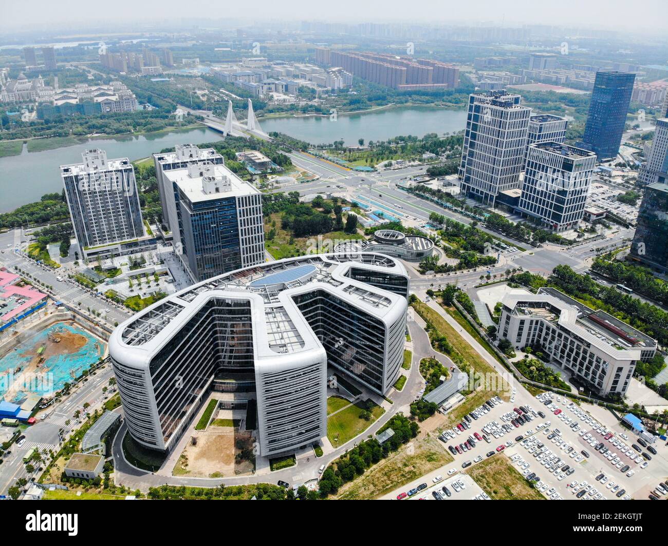 --FILE--An aerial view of an office building which seems like a claw ...