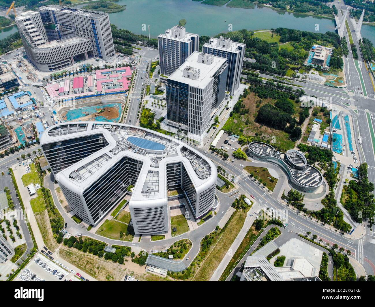 --FILE--An aerial view of an office building which seems like a claw ...