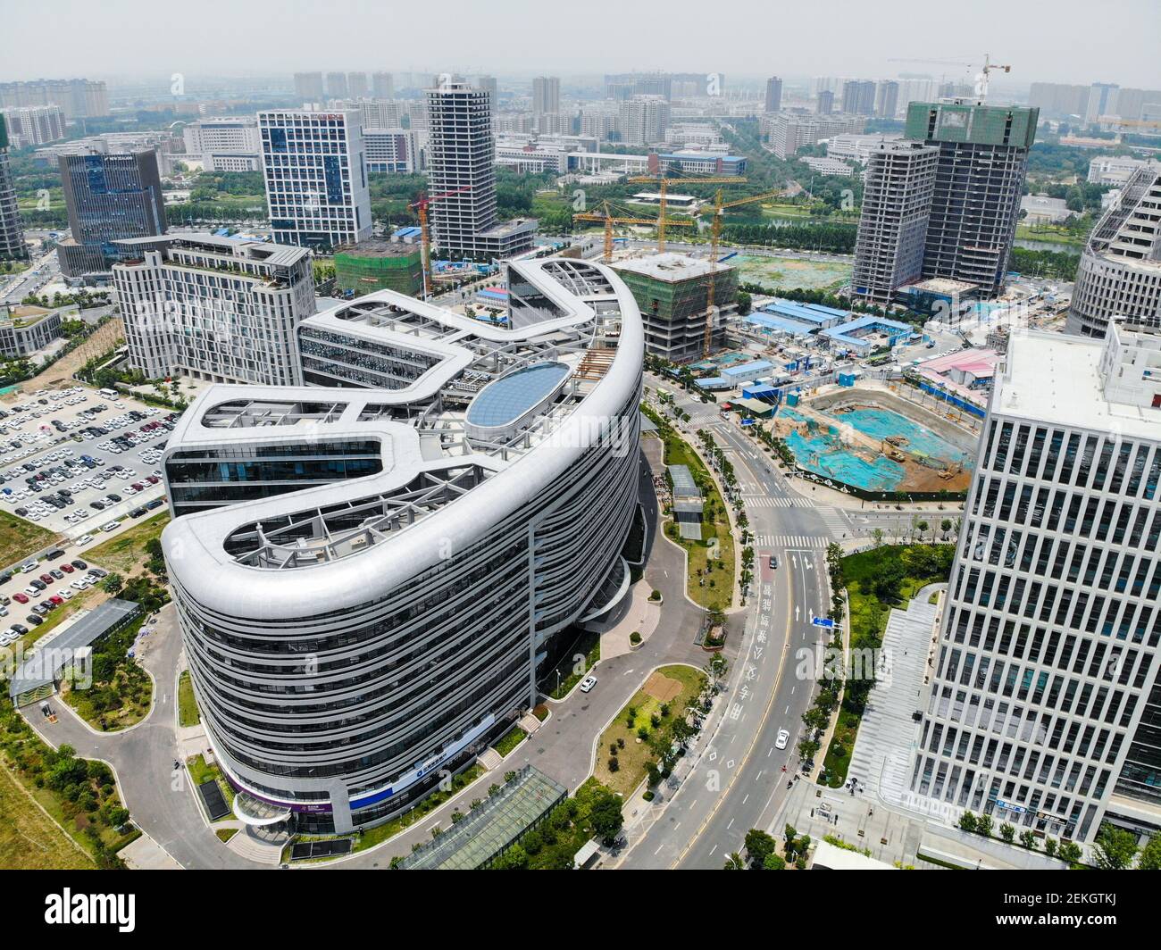 --FILE--An aerial view of an office building which seems like a claw ...