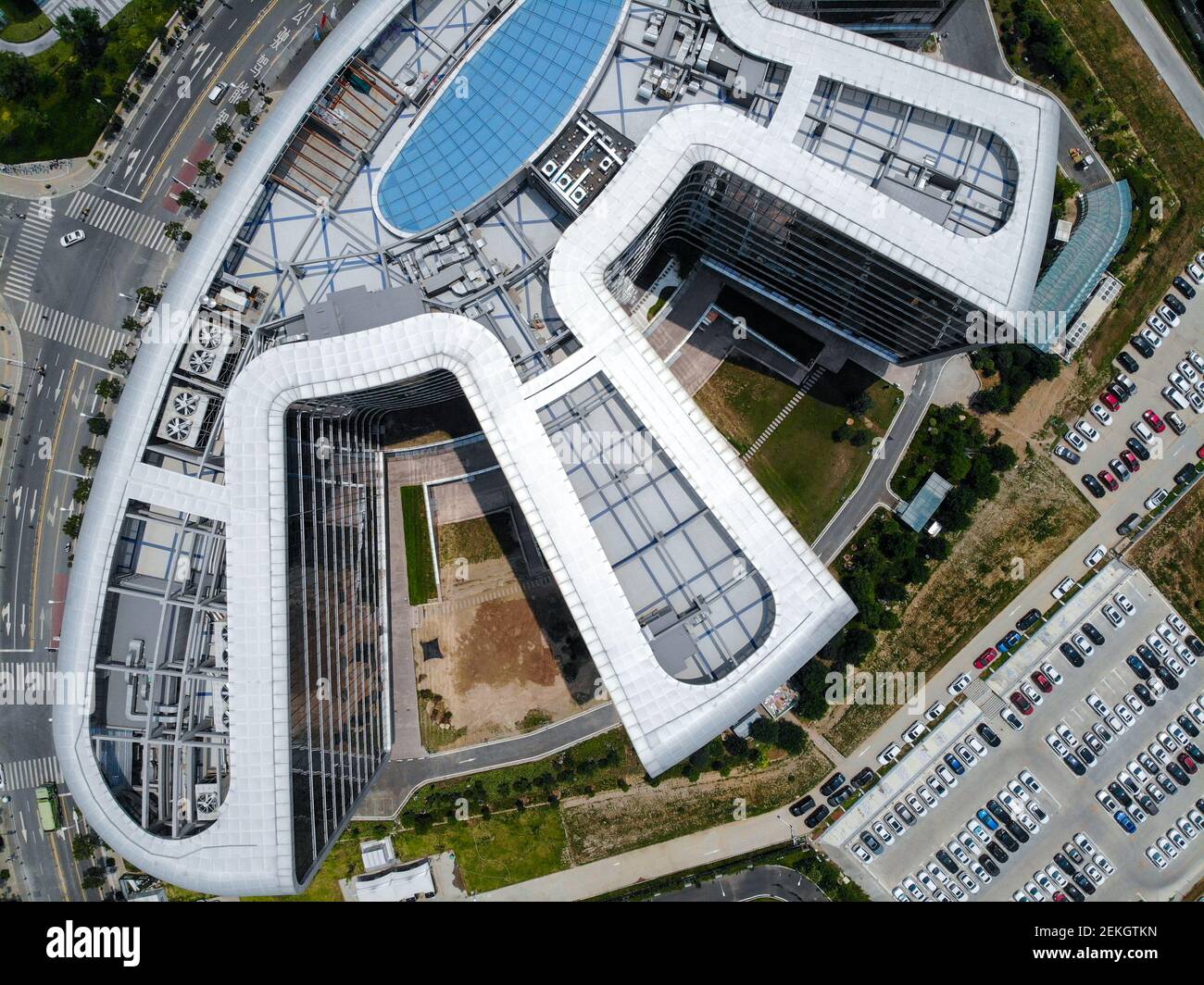 --FILE--An aerial view of an office building which seems like a claw ...