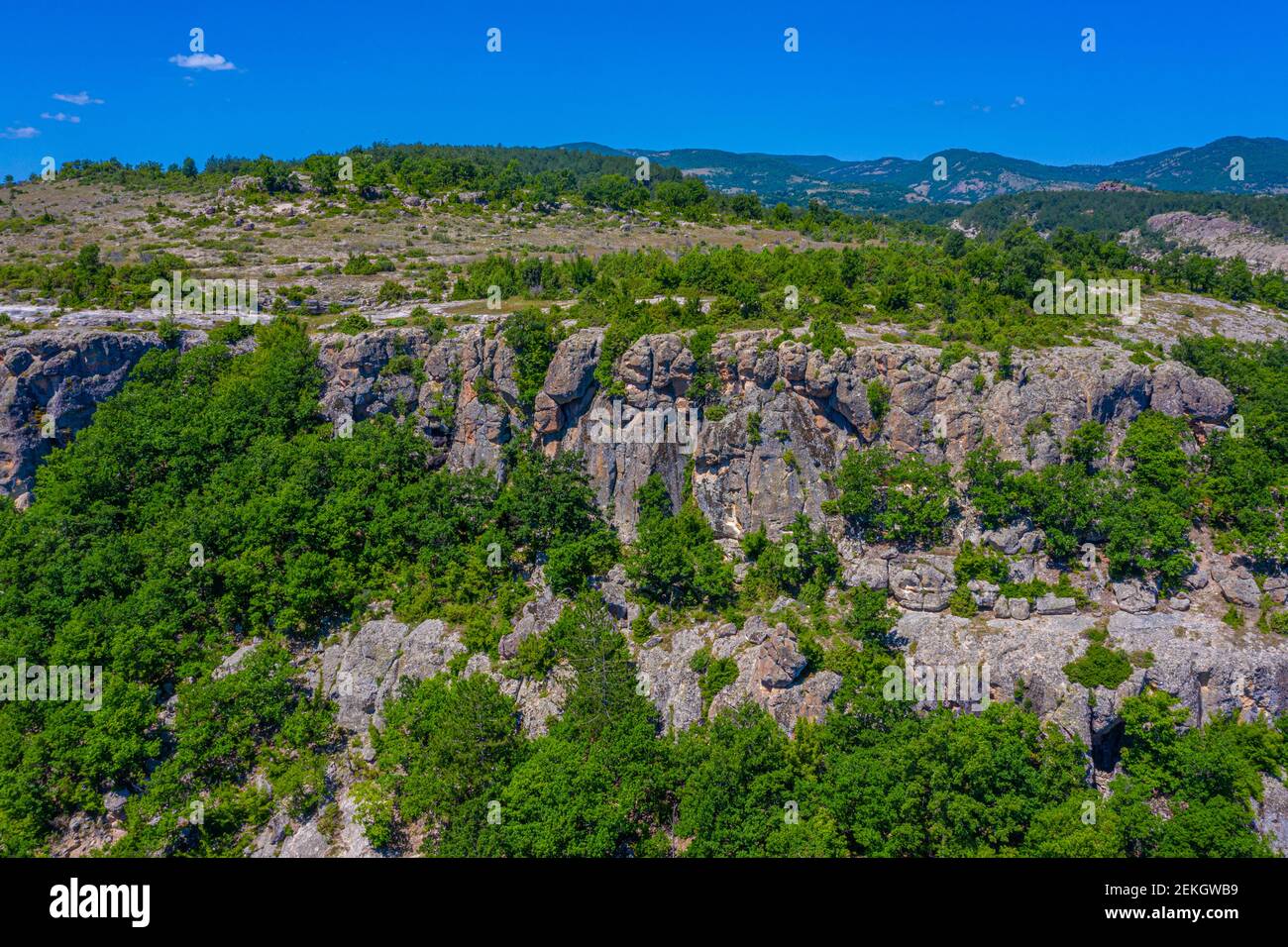 Valley of a small creek in the Eastern Rhodopes mountains in Bulgaria ...