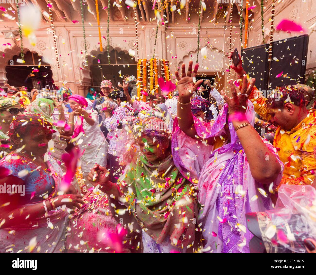 India Vrindavan Devotees at the Widow's Holi held at Gopinath Temple ...
