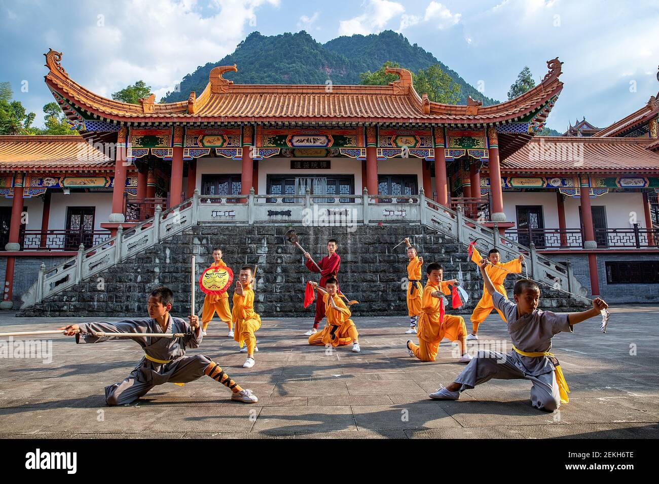 Sichuanï¼ŒCHINA-On August 30, 2020, the Shaolin Temple in West ...