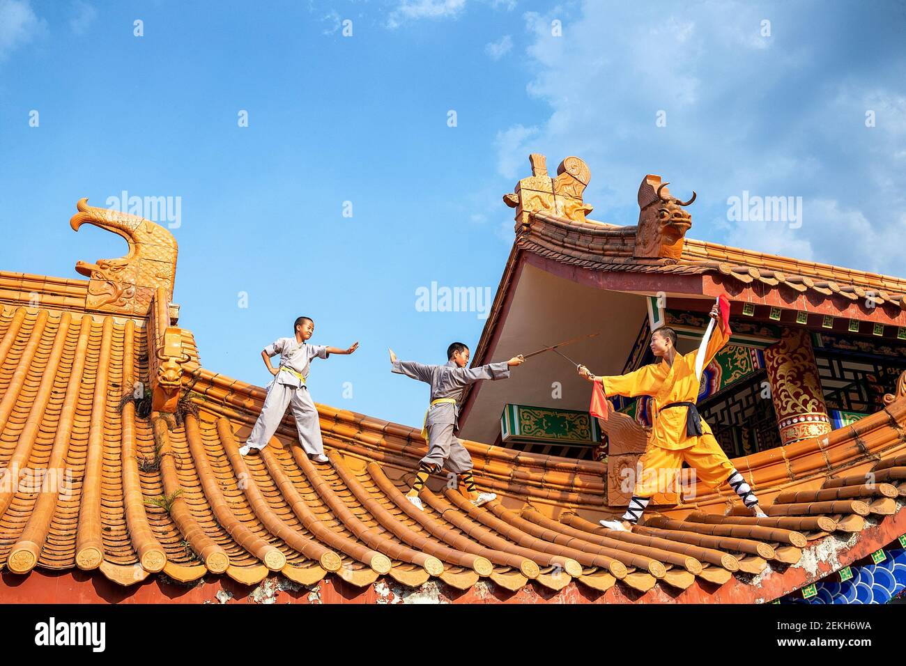 Sichuanï¼ŒCHINA-On August 30, 2020, the Shaolin Temple in West ...