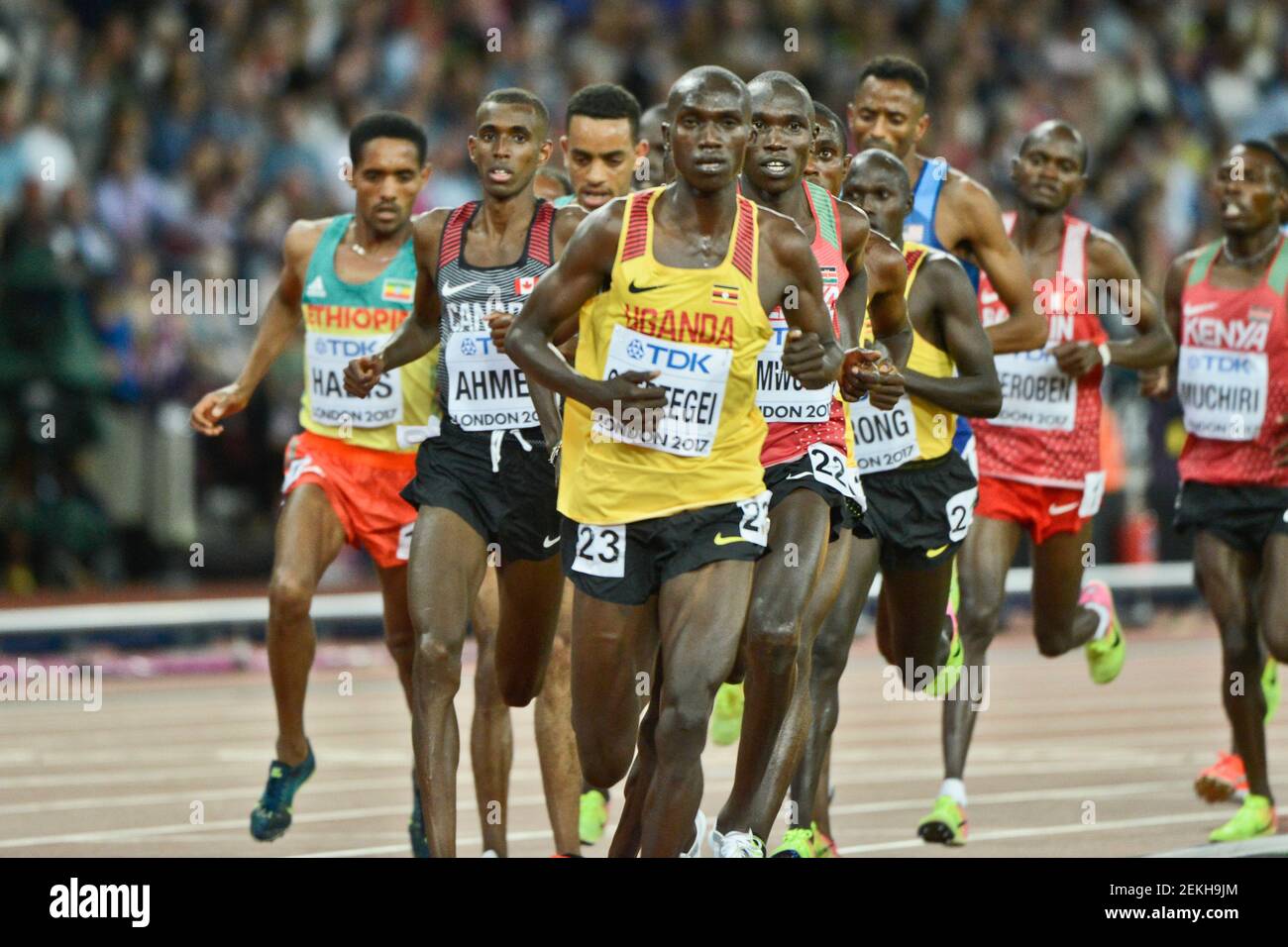 Joshua Cheptegei (Uganda, Silver Medal), Mohammed Ahmed (Canada ...