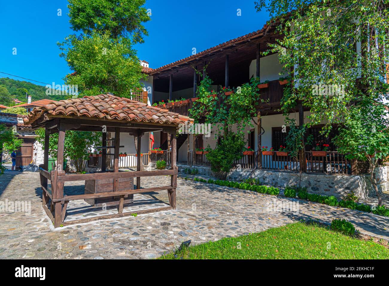 Historical buildings at Ethnographic complex in Zlatograd, Bulgaria ...
