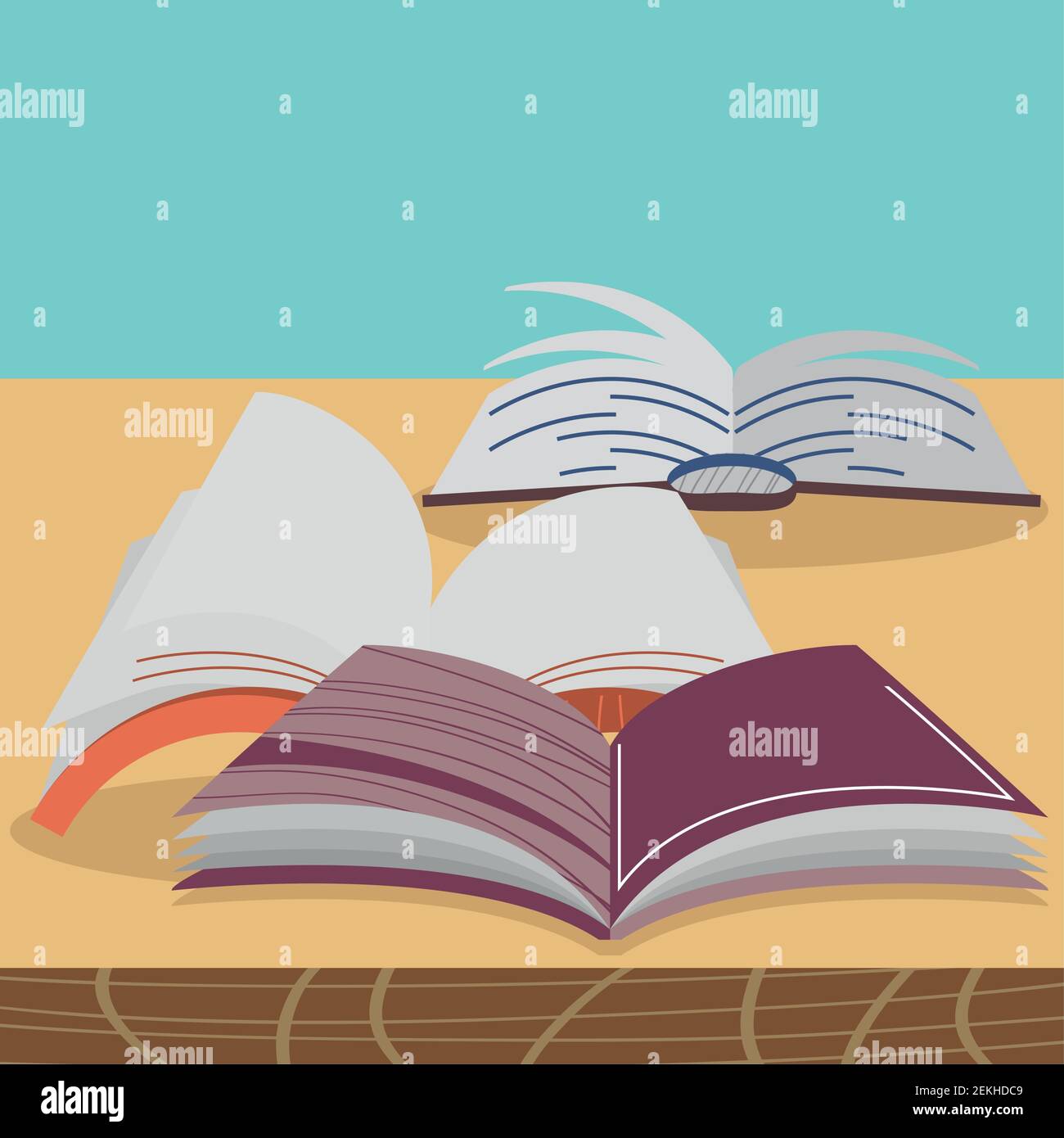 open books table read and learn Stock Vector Image & Art - Alamy