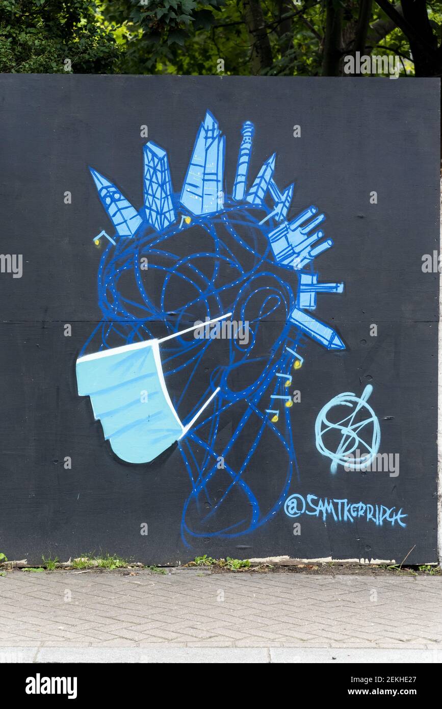 Sam Kerridge's 'London Mask' street art at Ladywell playtower in ...