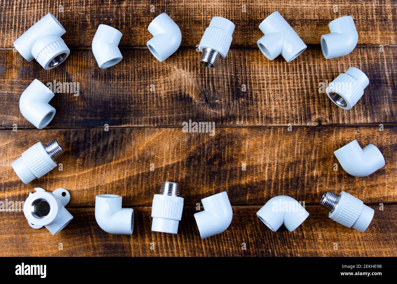 fittings for connecting polypropylene pipes located around the ...