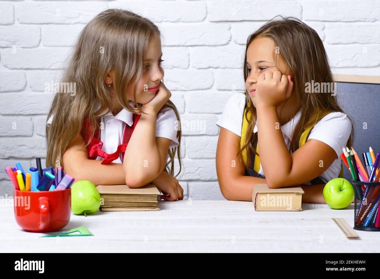 Classmates Educate Friend. Knowledge kids on lesson. Back to school and ...