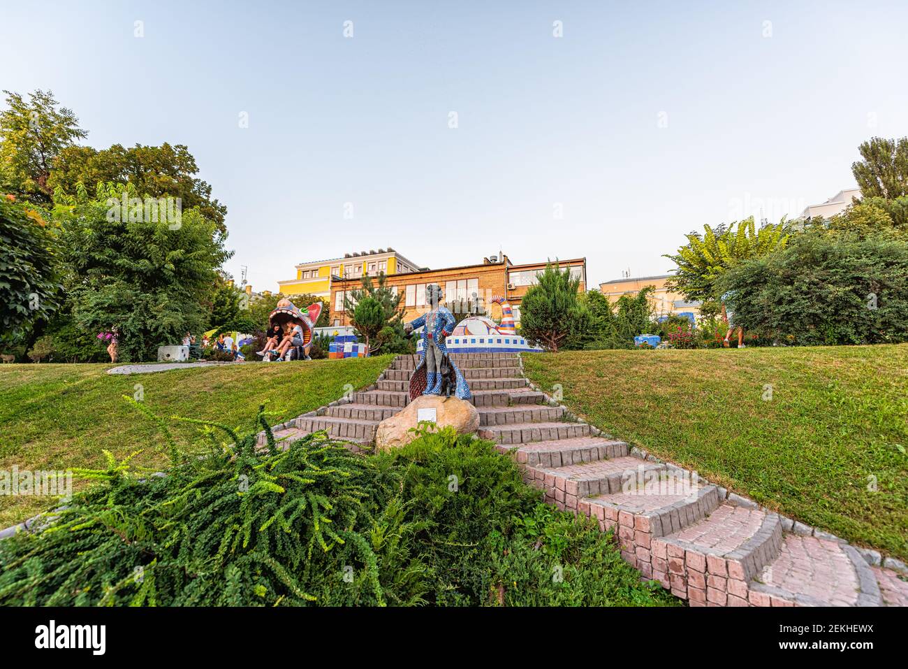 Kyiv, Ukraine - August 10, 2018: Landscape alley in Kiev capital city ...