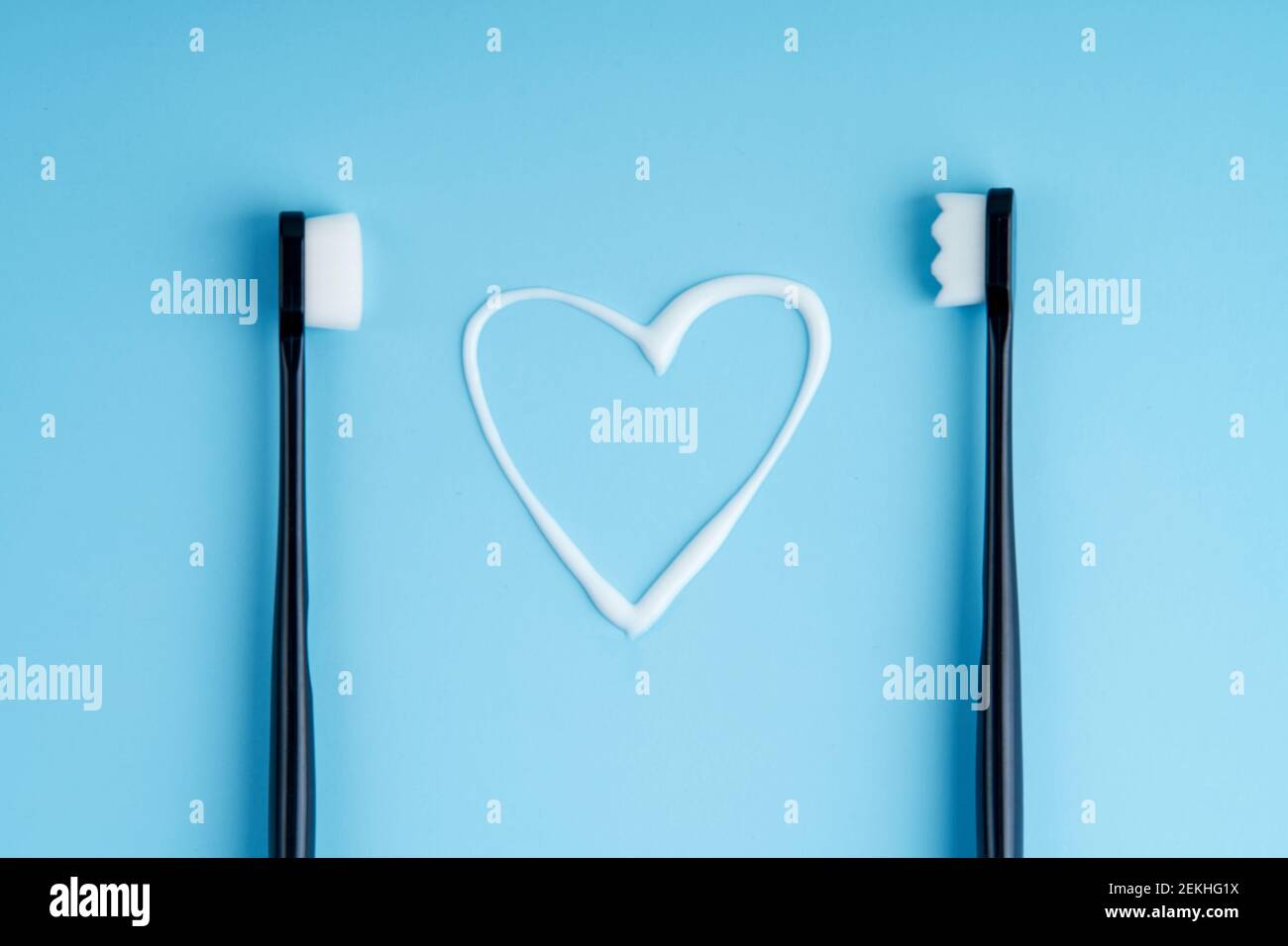 Heart shaped toothpaste between two toothbrushes Stock Photo - Alamy Heart shaped toothpaste between two toothbrushes Stock Photo - Alamy