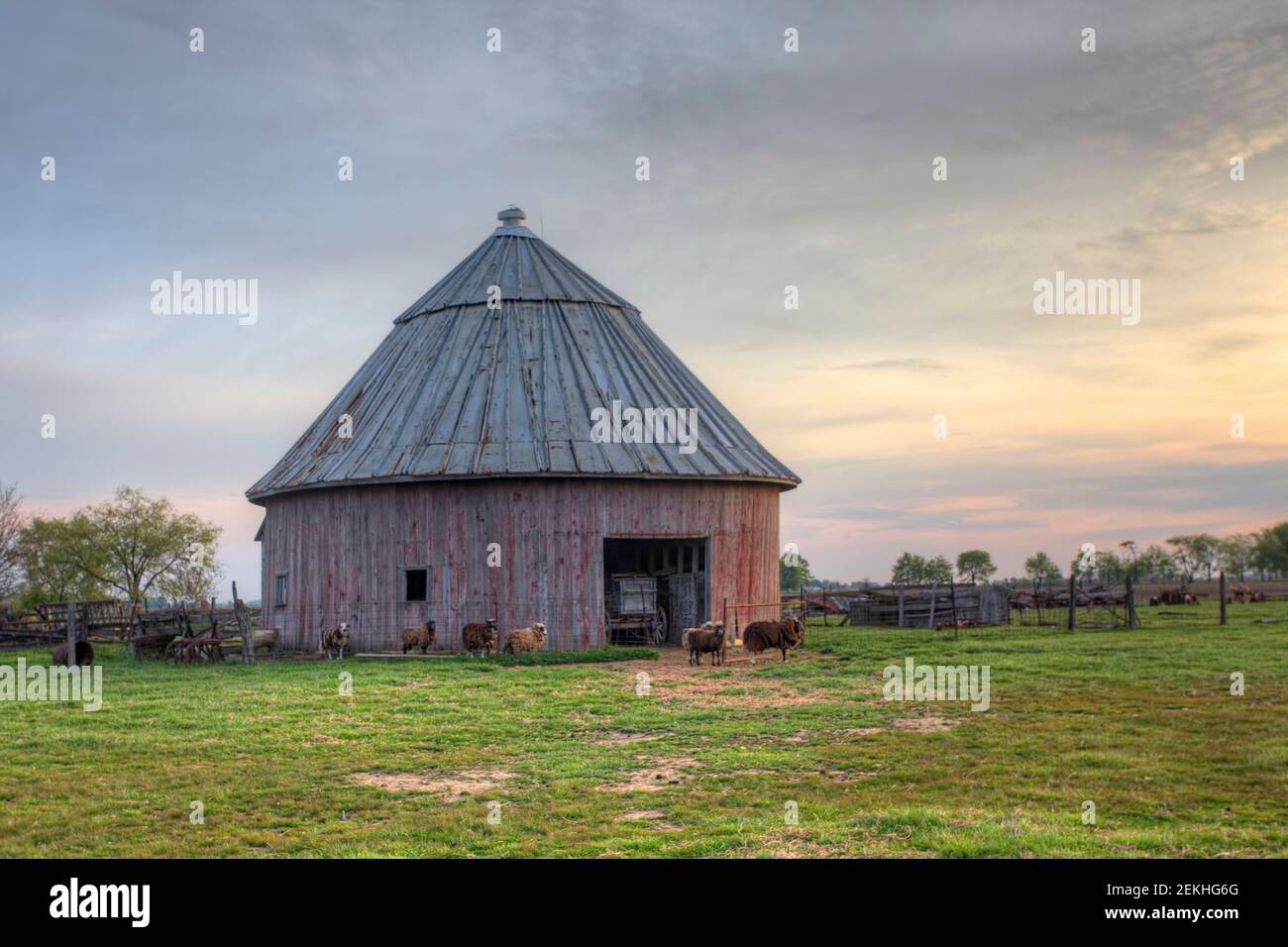 A Scene of Round Barn in Indiana, United States. Round barn is a ...