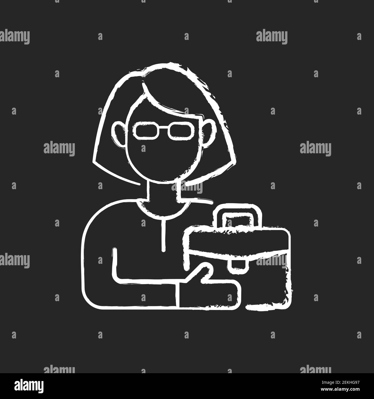 Female adult chalk white icon on black background Stock Vector Image ...