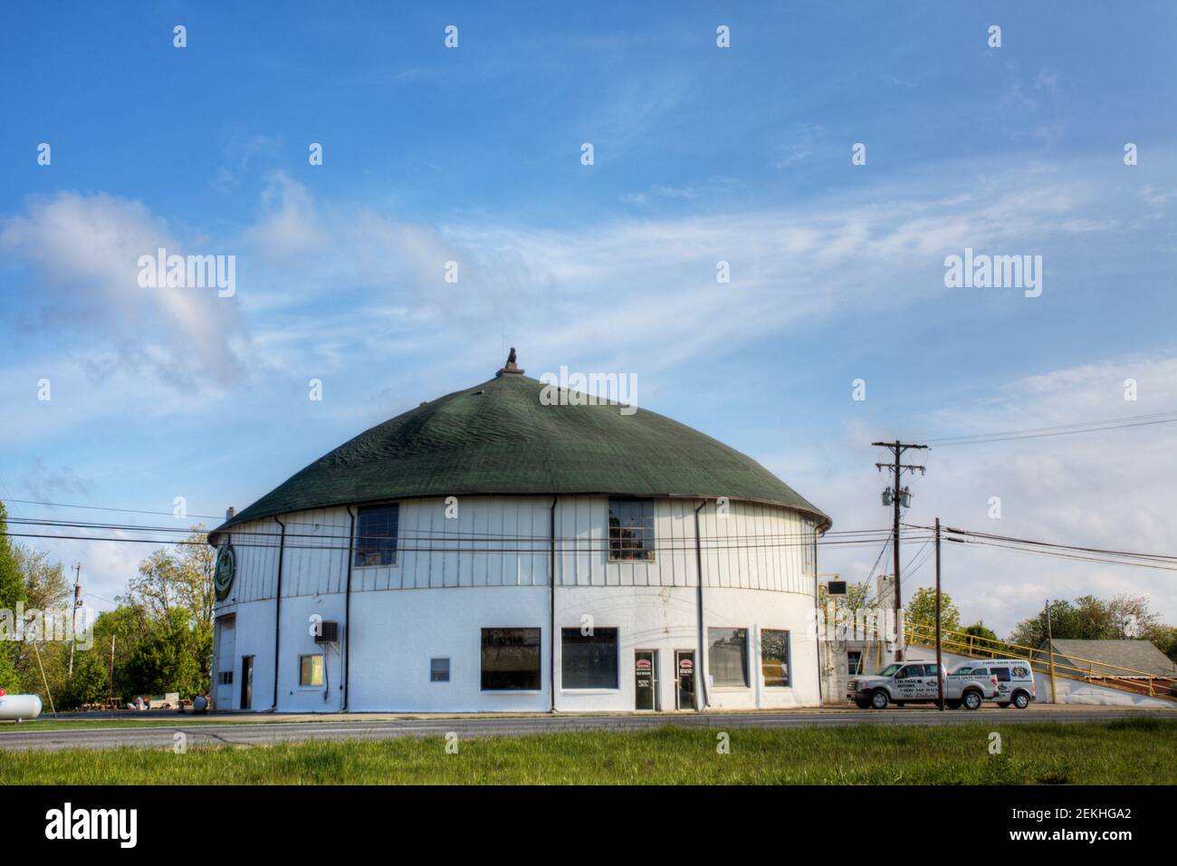 A Round Barn view in Indiana, United States. Round barn is a historic ...