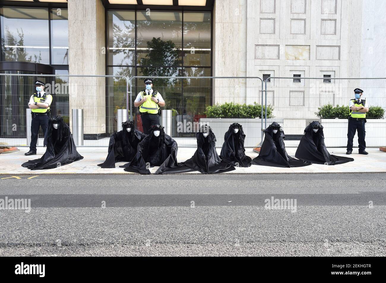 Members of the Black Brigade seen during the performance. Extinction ...