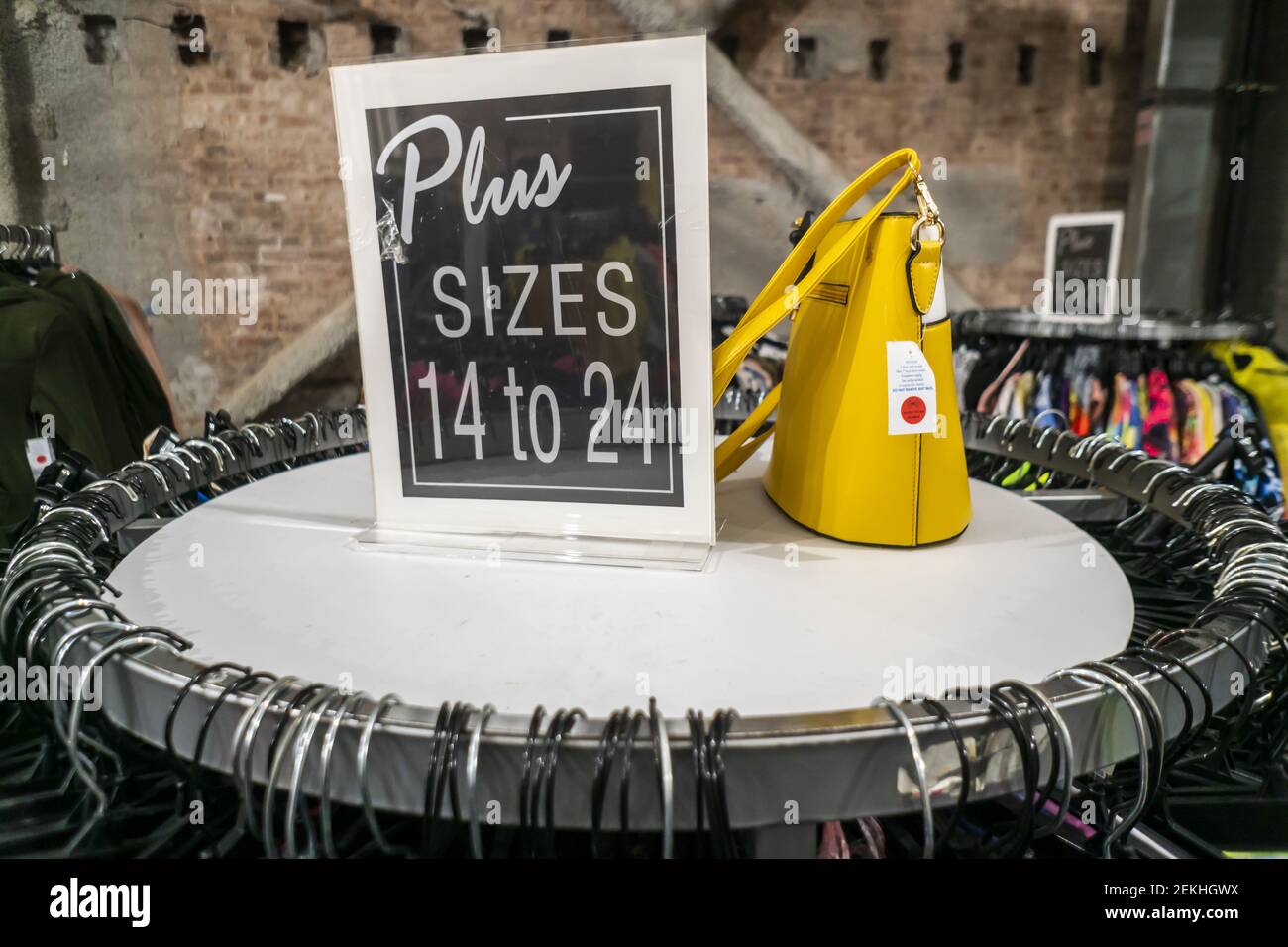 Plus sizes are promoted at the womenswear brand Joyce Leslie temporary ...