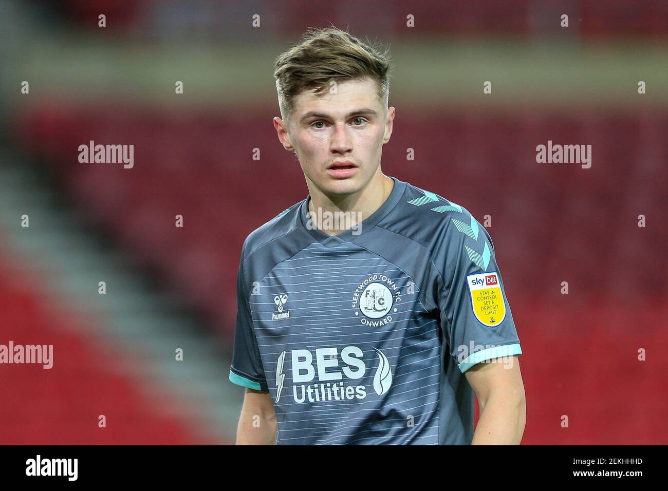 Sunderland, UK. 23rd Feb, 2021. Harvey Saunders #20 of Fleetwood Town ...