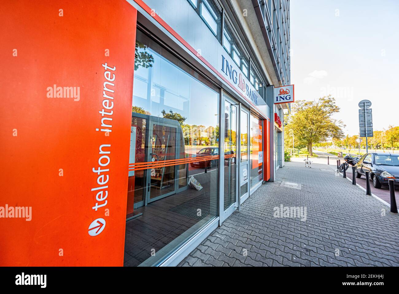 Warsaw, Poland - August 22, 2018: Sign for commercial bank of ING ...