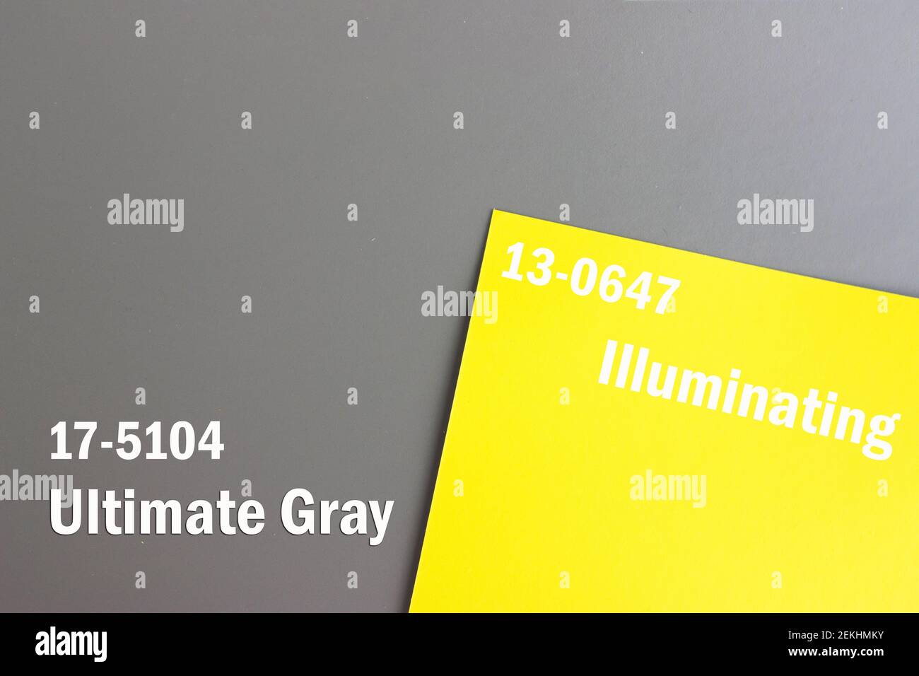 Colors of the Year 2021. Color trend. Illuminating. Ultimate Gray. Idea ...