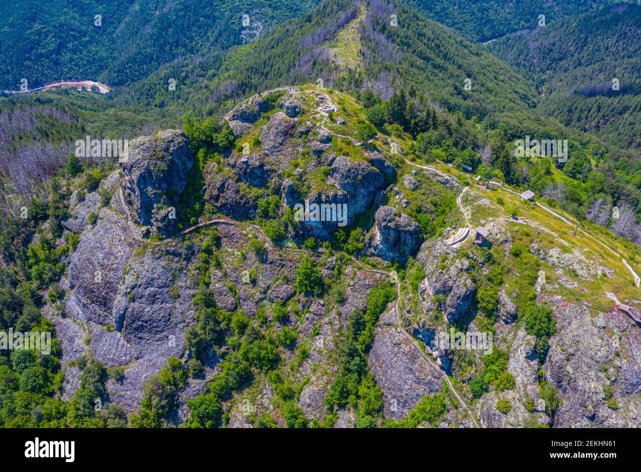 Momchilova krepost fortress in Rhodopes mountains in Bulgaria Stock ...