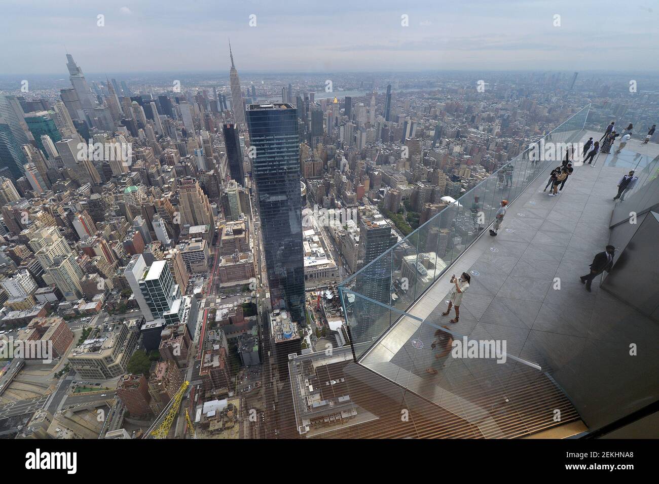 People take in the view of New York City from Edge, the new observation ...