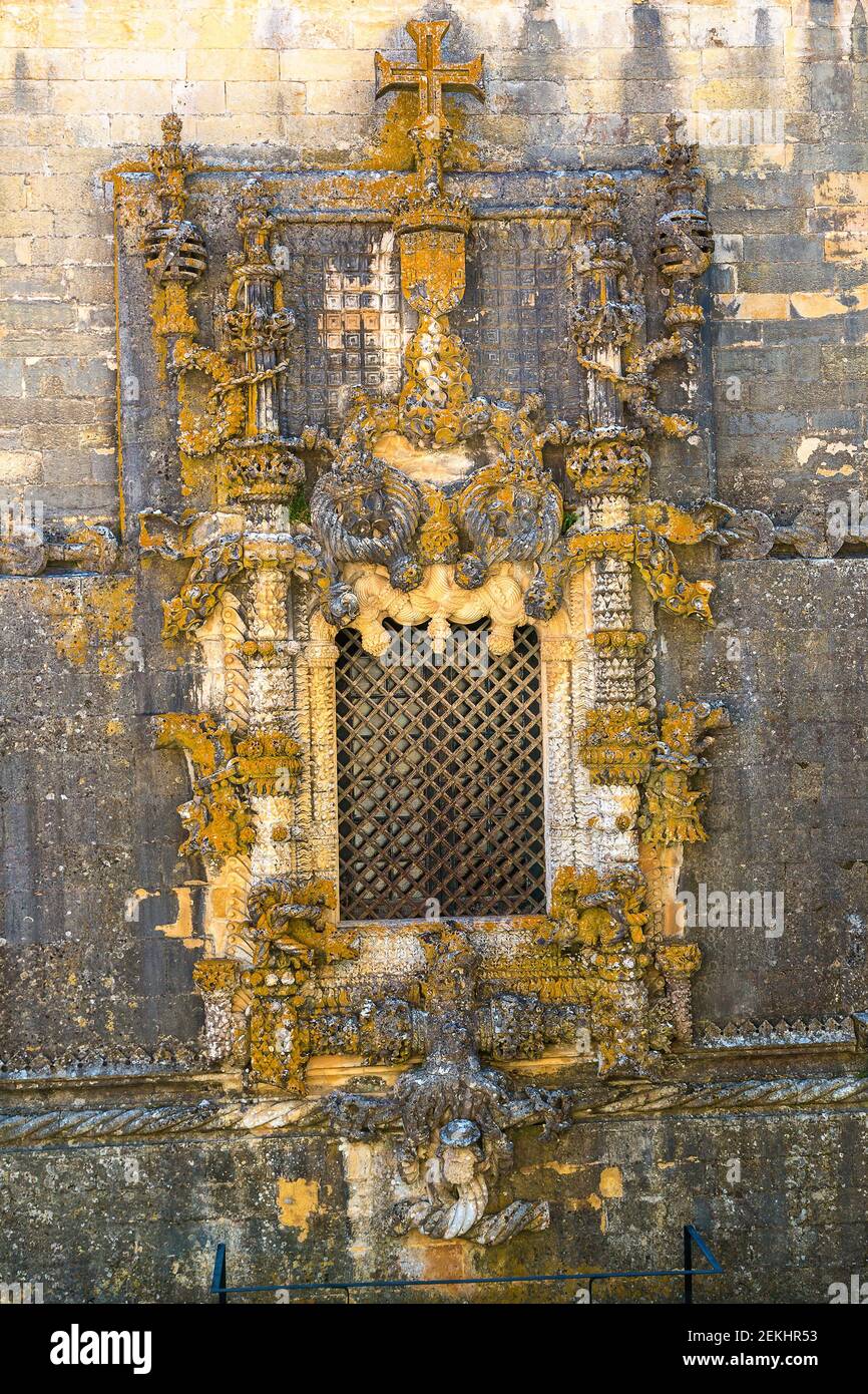 Facade of the Convent of Christ with its famous intricate Manueline ...