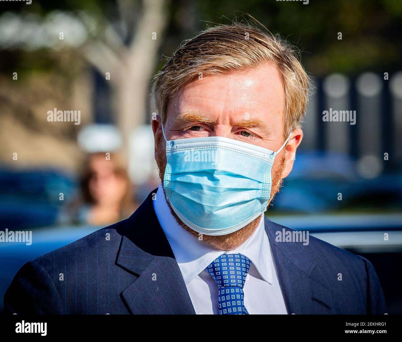 King Willem Alexander during a working visit to the corona test street ...