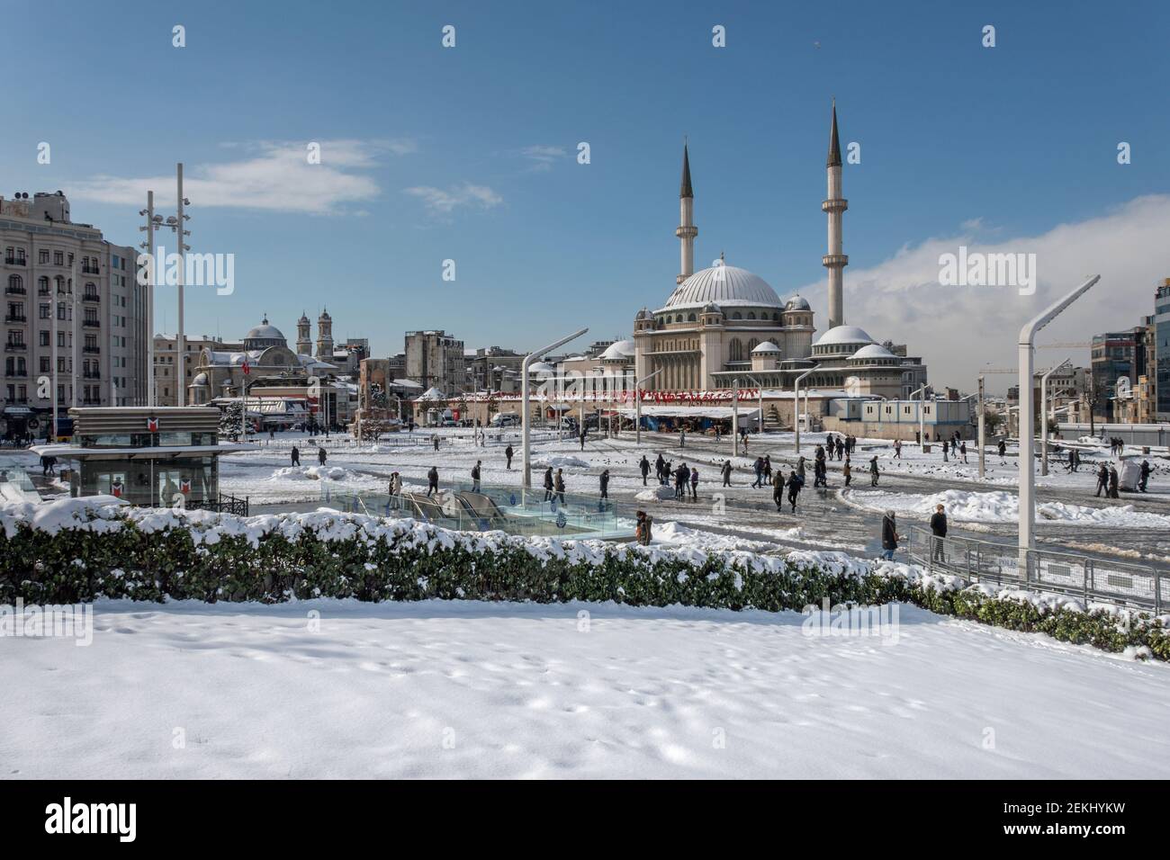 Taksim Square in winter in Beyoglu District of Istanbul, Turkey Stock ...