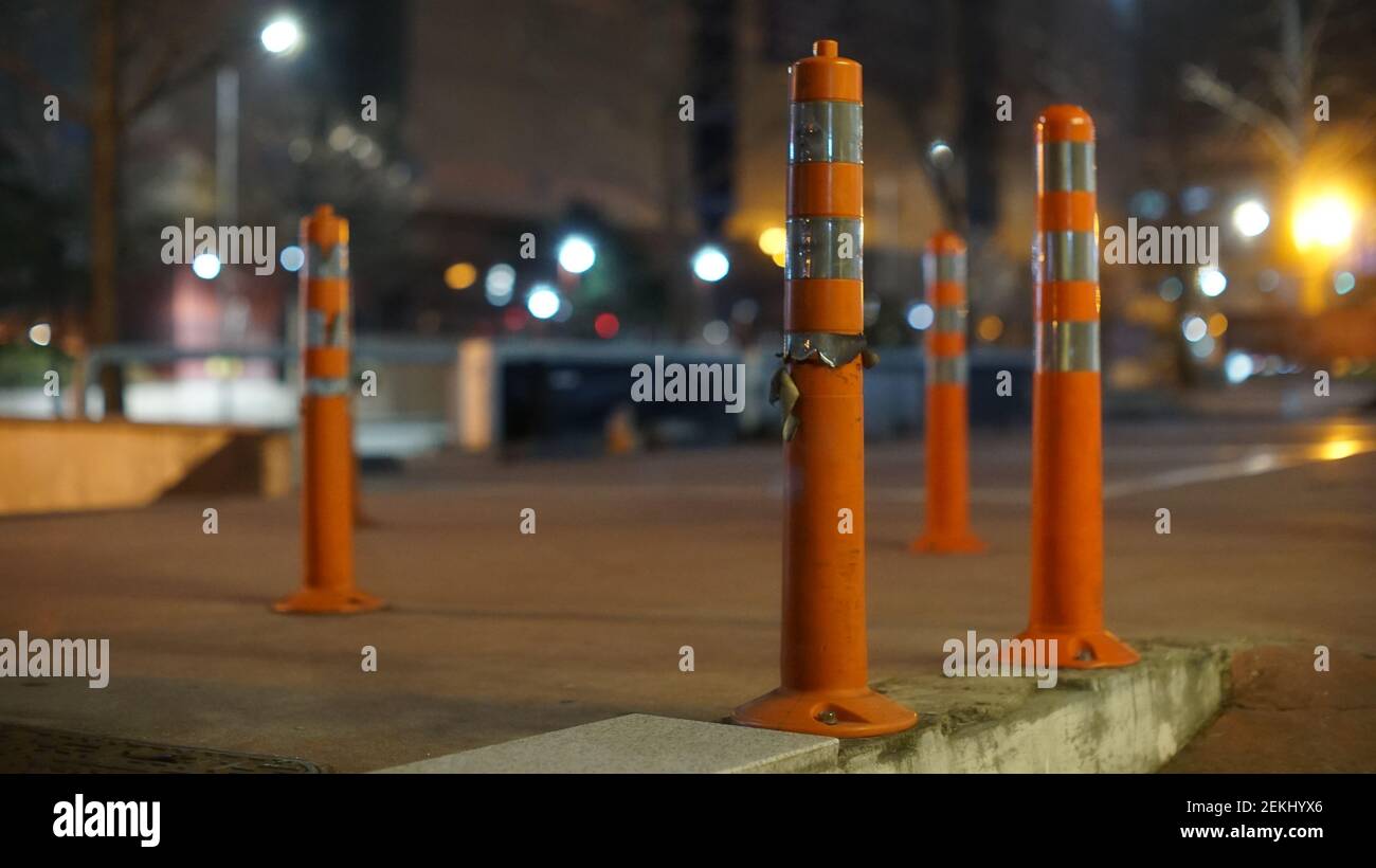 Orange Colored Parking Lots Traffic Safety Standing Object Stock Photo ...