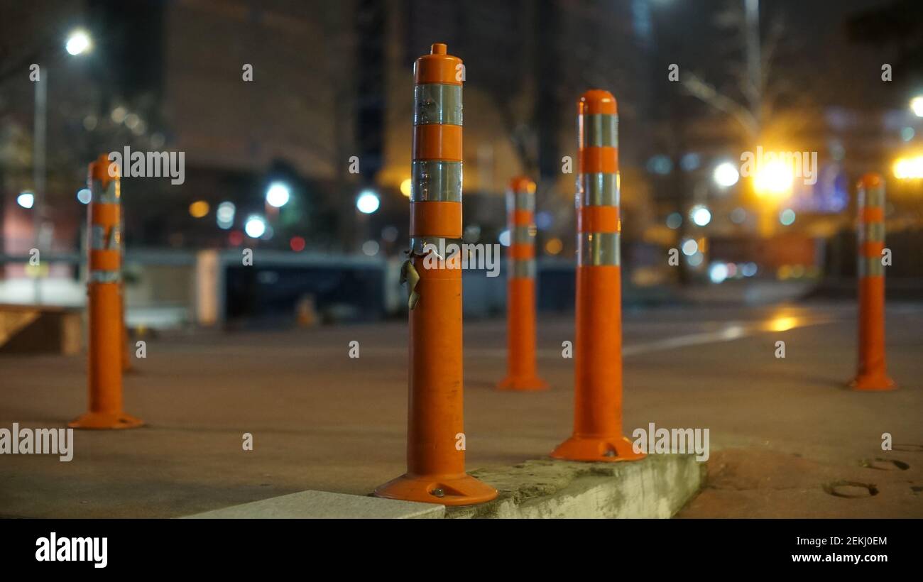 Orange Colored Parking Lots Traffic Safety Standing Object Stock Photo ...