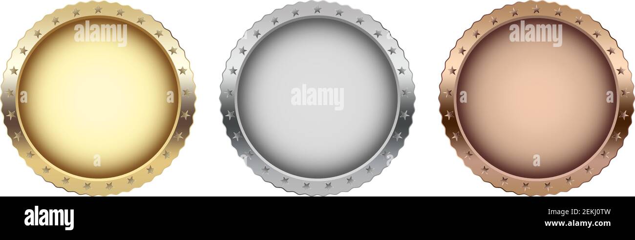 Medal Award vector set in gold, silver, bronze on white isolated back ...