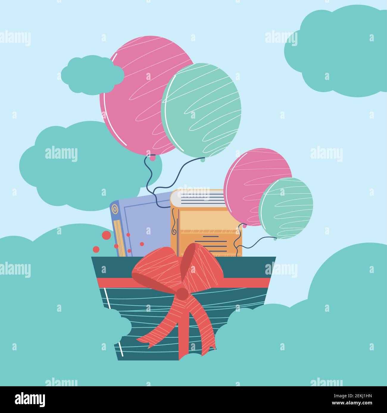 books gift balloons clouds sky Stock Vector Image & Art - Alamy