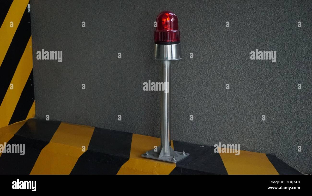 Red Beacon Light on the Parking Lots Stock Photo - Alamy