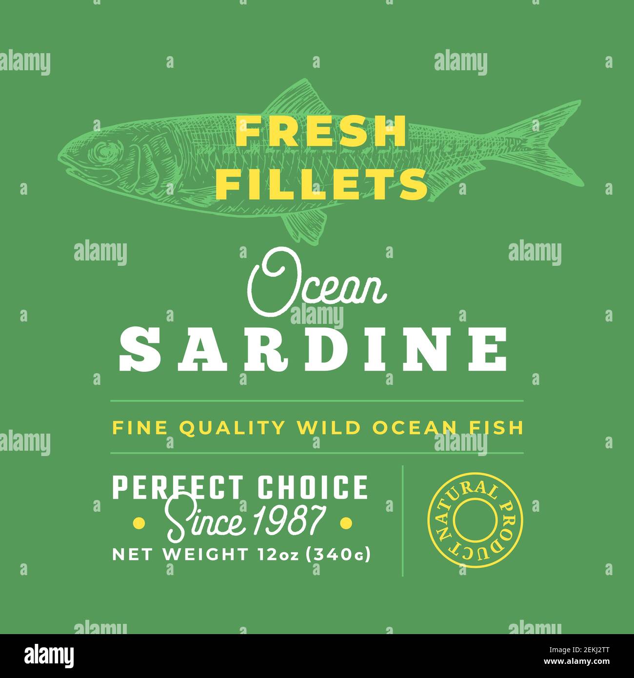 Fresh Fillets Premium Quality Label. Abstract Vector Fish Packaging ...