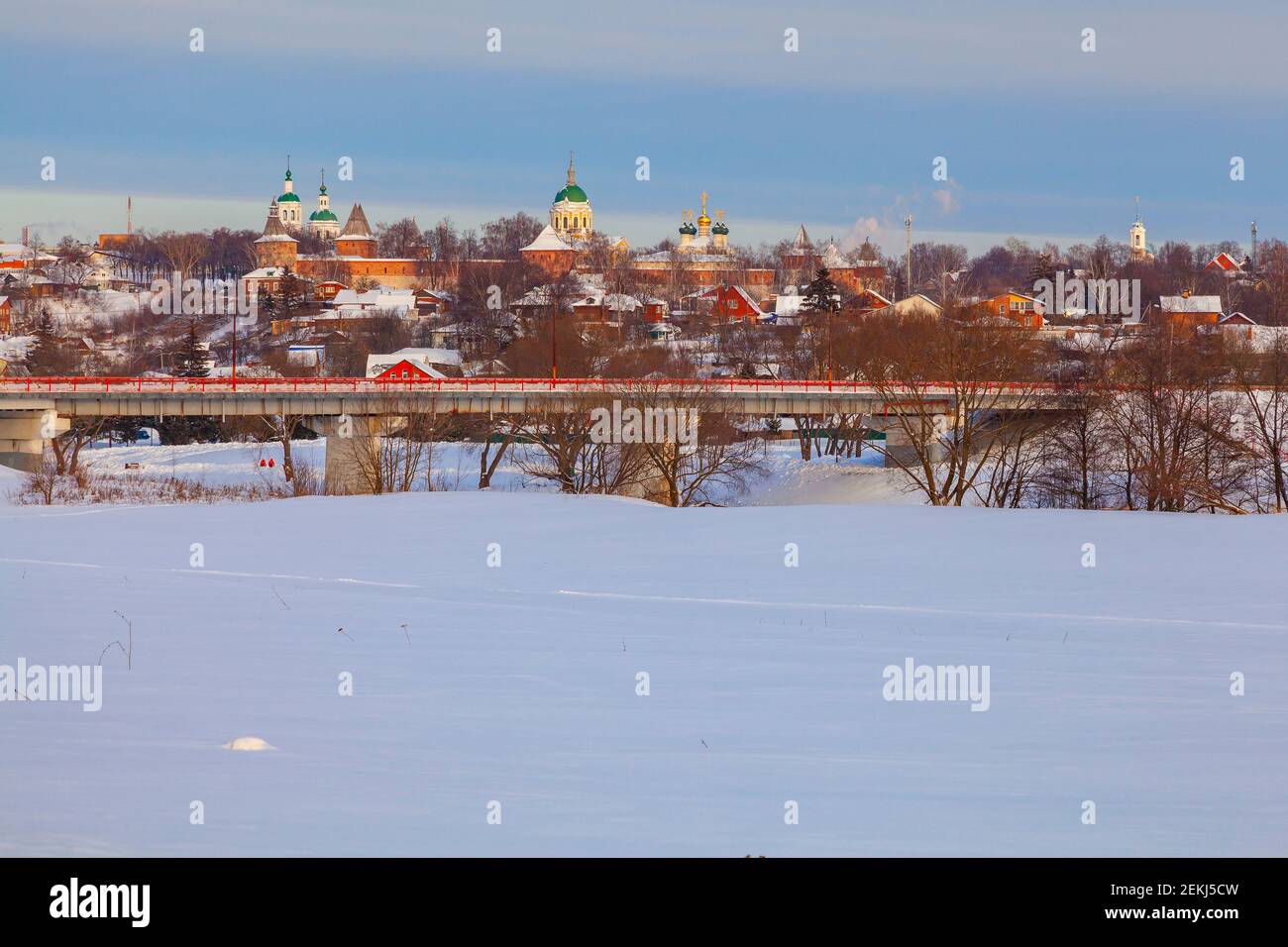 Panoramic view of the old Russian town of Zaraysk. In the foreground is ...