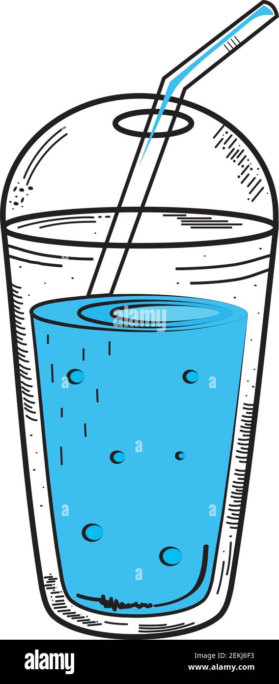 blue drink in take away glass drawing icon Stock Vector Image & Art - Alamy