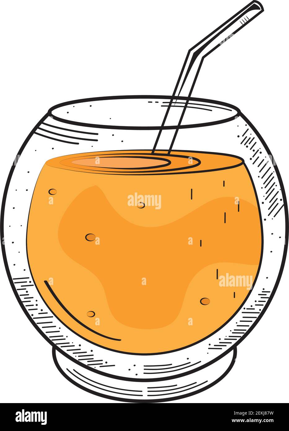 orange drink in glass with straw drawing icon Stock Vector Image & Art ...