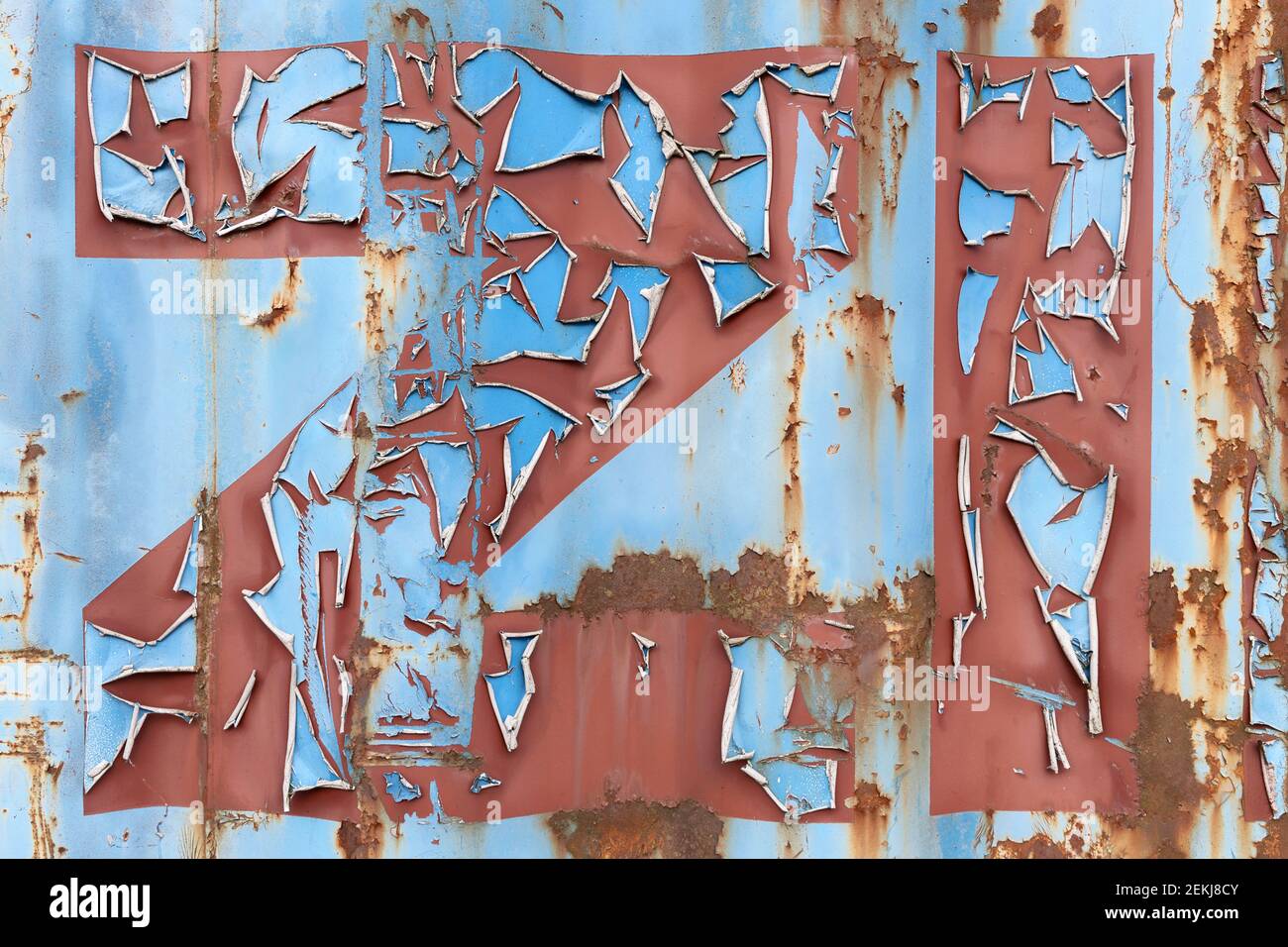 Flaking paint on a sheet of rusting metal Stock Photo - Alamy