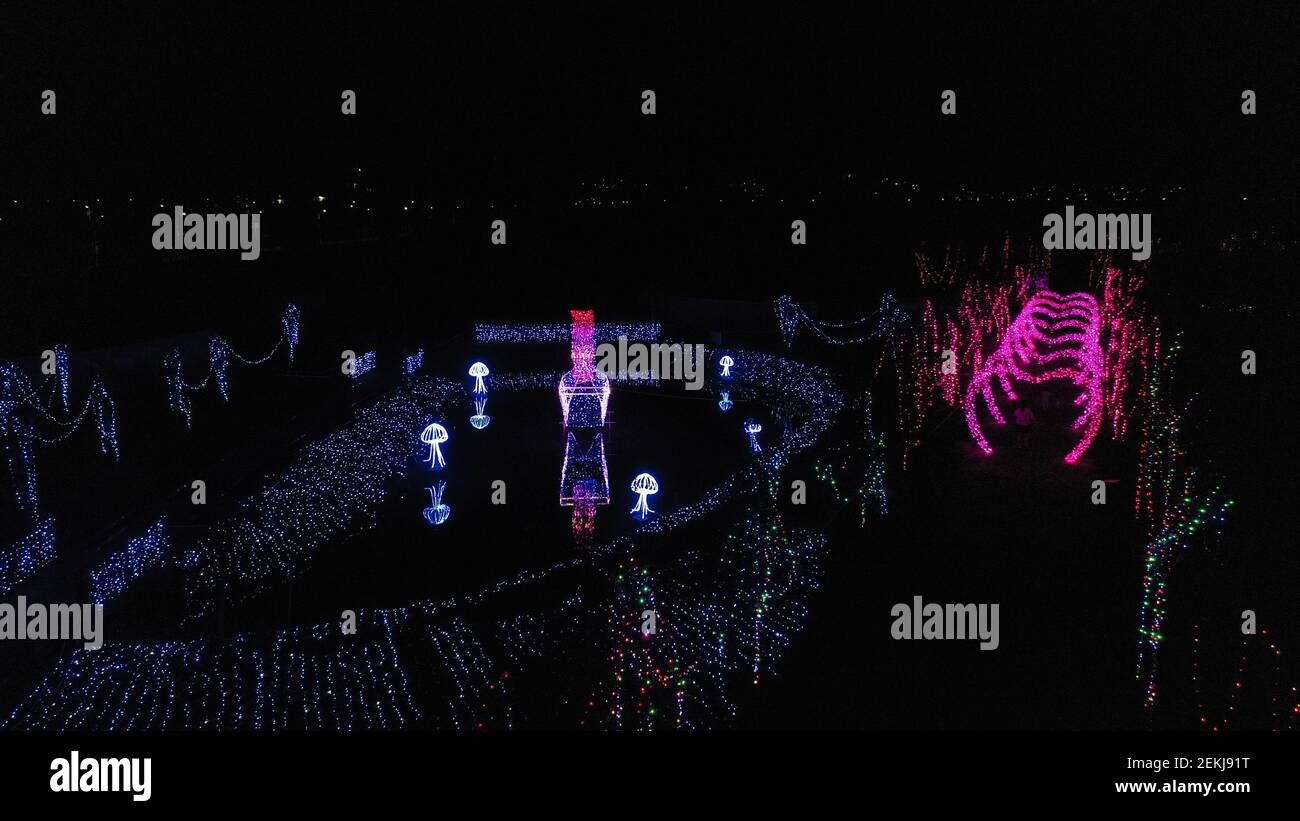 ANLONG, CHINA - SEPTEMBER 11, 2020 - The light show of Daqin ...