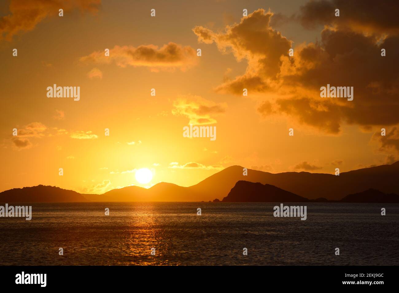 Intense sunset in the BVI, Peter Island, British Virgin Islands Stock ...