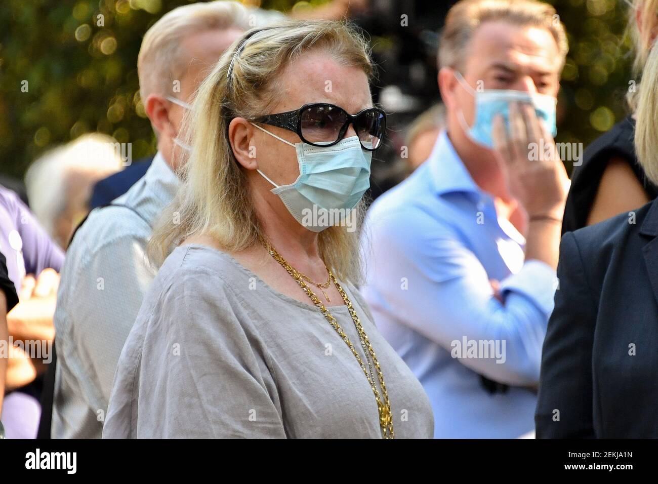 Michele Lebon attends the Funeral of Annie Cordy at the Butte de Saint ...