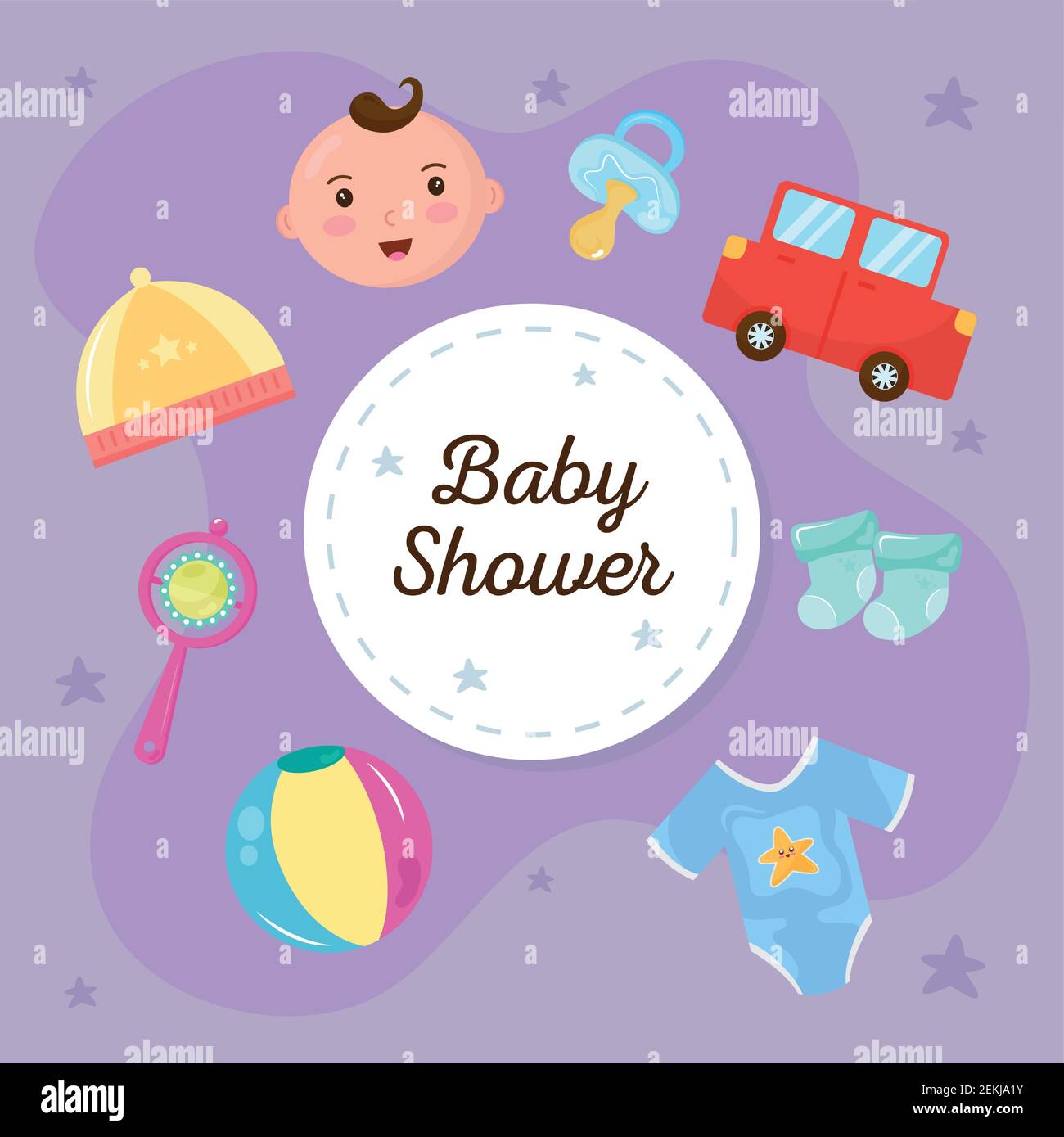 baby shower lettering with set icons around Stock Vector Image & Art ...