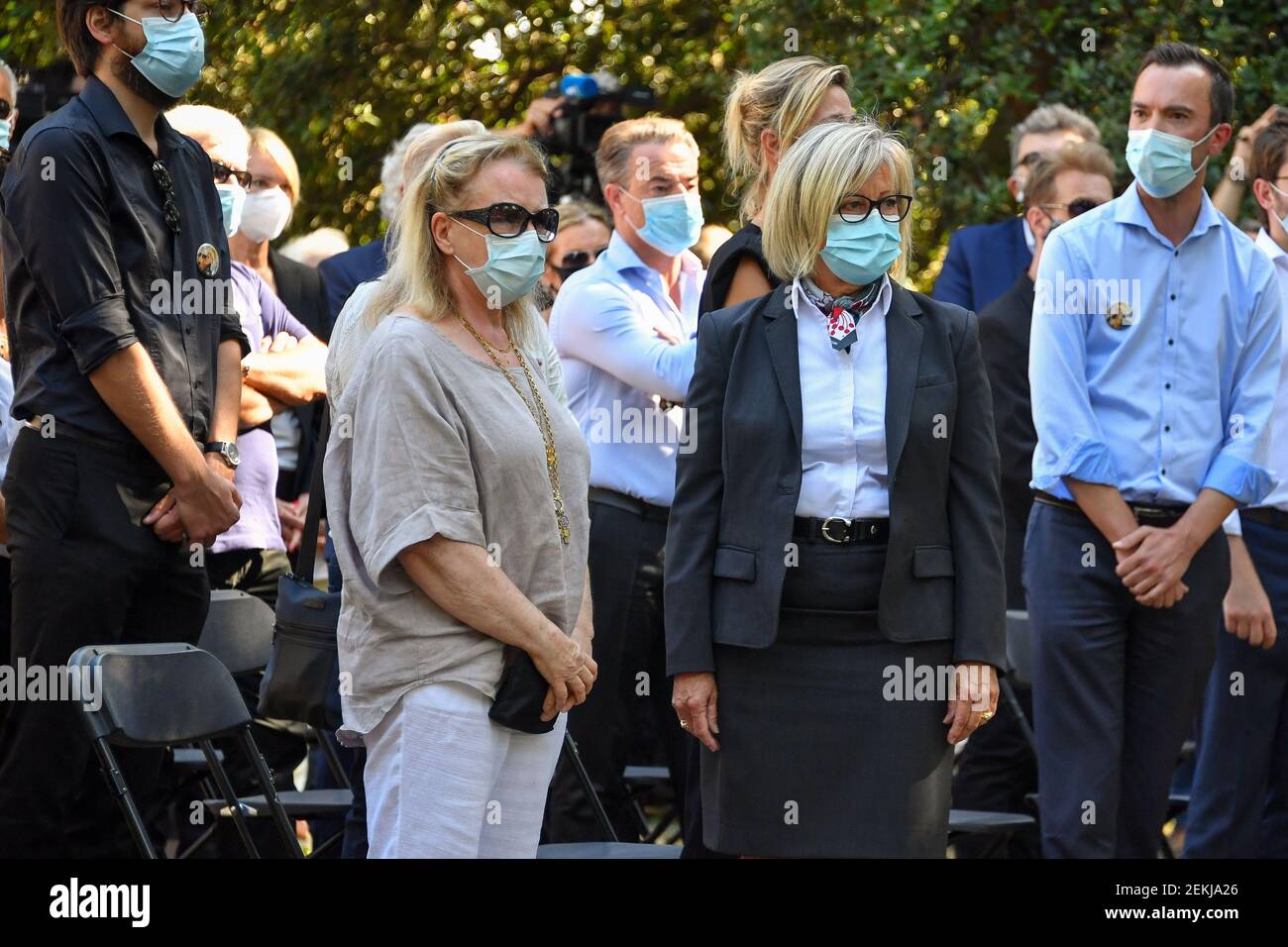 Michele Lebon attends the Funeral of Annie Cordy at the Butte de Saint ...