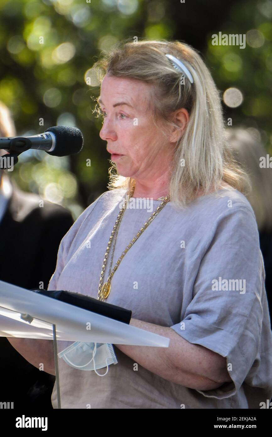 Michele Lebon attends the Funeral of Annie Cordy at the Butte de Saint ...