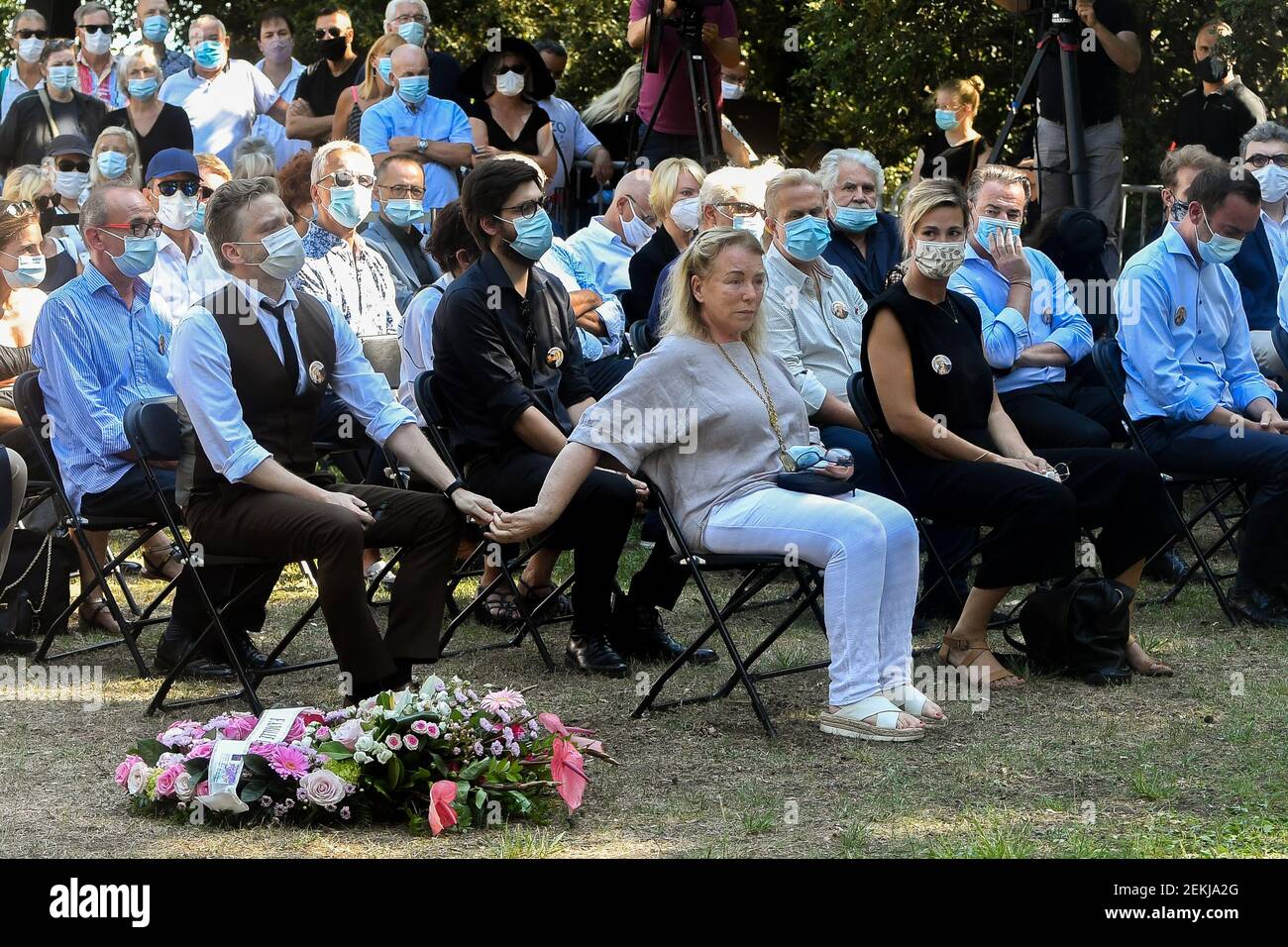 Michele Lebon attends the Funeral of Annie Cordy at the Butte de Saint ...