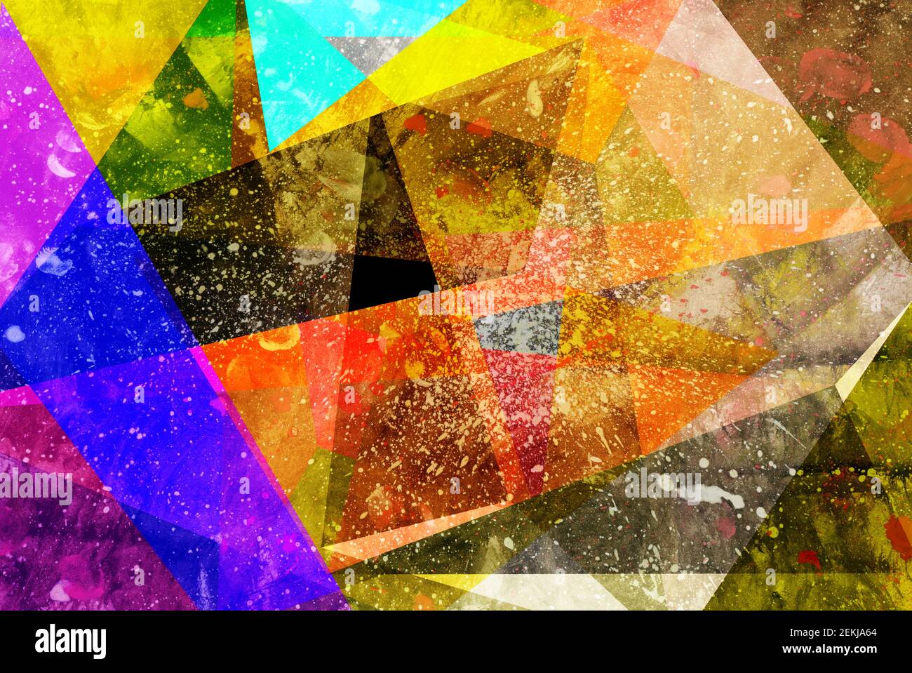 Color watercolor retro background with geometric objects with different ...