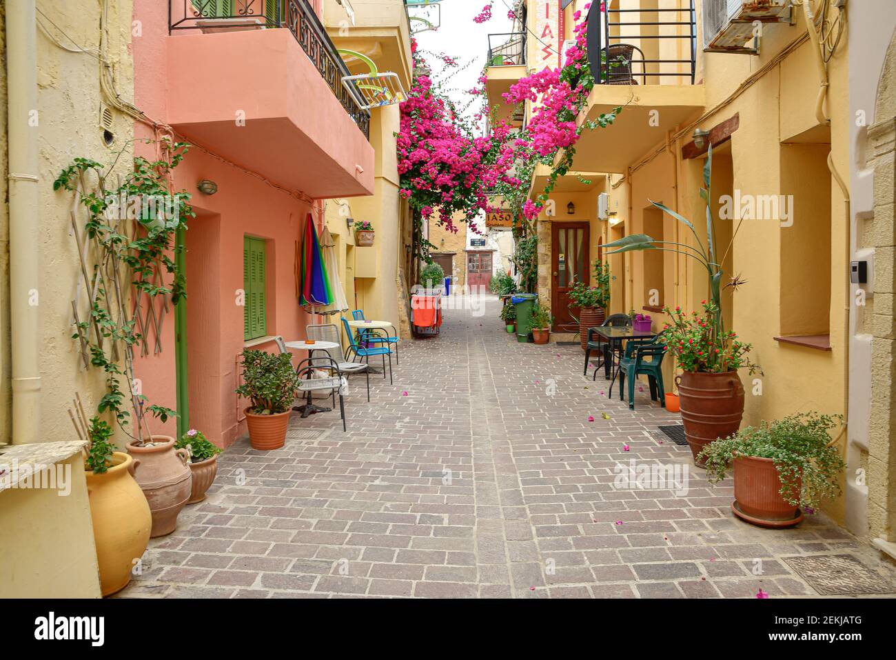 Chania, Greece - June 14, 2018 : Chania Old Town street view. Chania is ...